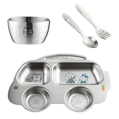 onlycook儿童餐盘抗菌304不锈钢