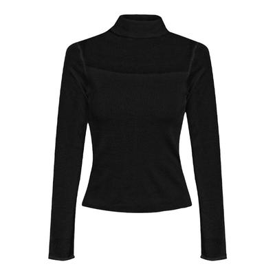 微透心机岛精高领针织连衣裙