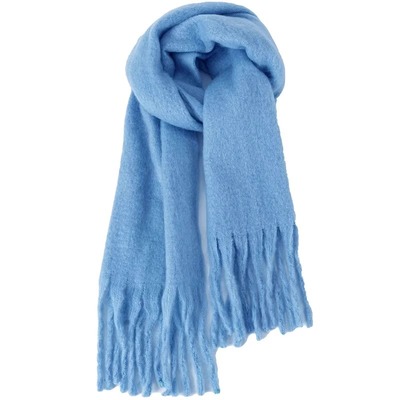 围巾女冬季氛围感加厚保暖纯色克莱因蓝马海毛围脖披肩白色蓝色