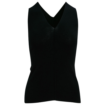 气质黑莱赛尔无袖V领针织衫