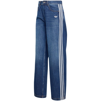adidas阿迪达斯三叶草女子牛仔长裤运动休闲宽松直筒长裤 KW2094