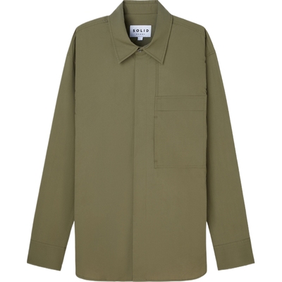 【折扣】Solid Homme 男宽松带缀饰平纹布衬衫