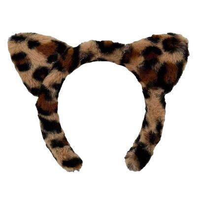 秋冬毛绒豹纹猫耳朵发箍2026新款