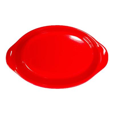 双耳陶瓷烤盘椭圆简约纯色带托盘