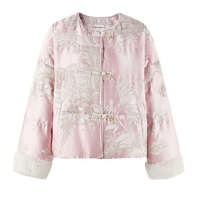 MISSCOCOON可可尼粉色短外套女2025冬新款新中式国风盘扣羽绒服