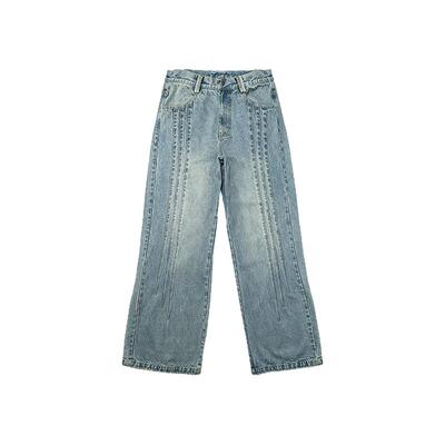 三埋夹骨位石磨酵洗做旧牛仔长裤