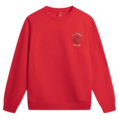 李宁日进斗金红色卫衣男春季