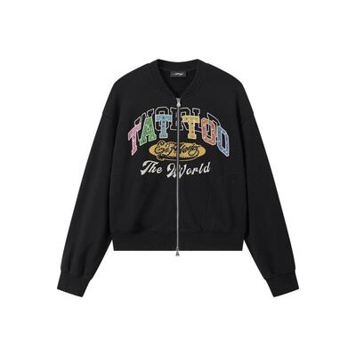 Ed Hardy埃德哈迪2026春季新款女士拔印烫钻烫片拉链衫E1SAW246