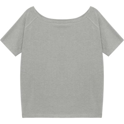 Wenn Zon 糯感棉质一字肩斜肩两穿堆叠短袖T恤美式宽松透气休闲