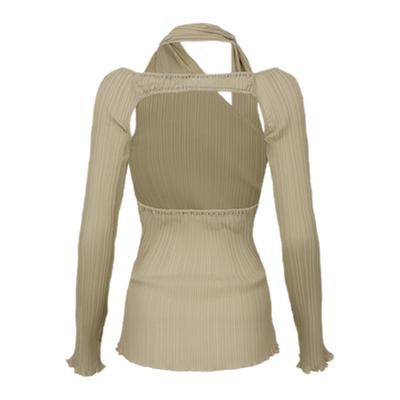 串珠围巾长袖上衣春秋复古设计感