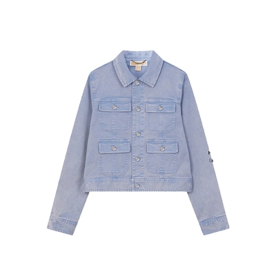 MK工装风翻领丹宁牛仔夹克外套