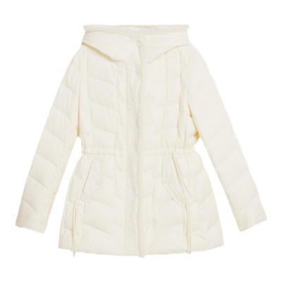 YINER音儿专选女装冬季一手长0压感收腰保暖水貂毛边连帽羽绒服