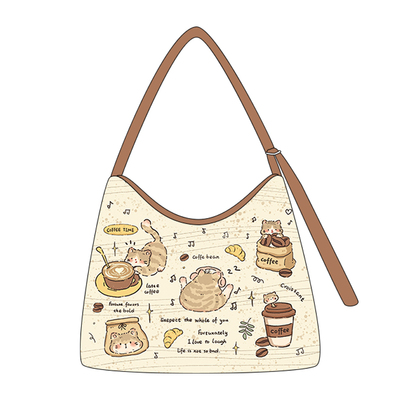 尼睿可爱猫猫咖啡斜挎包