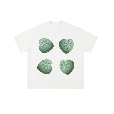 美式潮流绿色药丸印花短袖t恤男