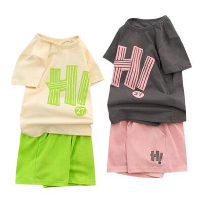 小蓝船纯棉童装女童韩版夏季套装