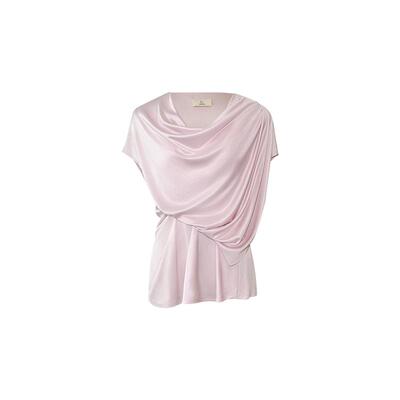 TU女装三醋酸针织褶皱短袖上衣