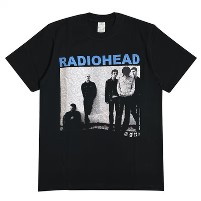 Radiohead摇滚乐队短袖T恤美式复古休闲街头潮流chic嘻哈男女半袖