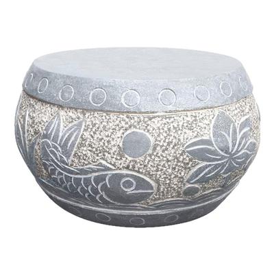 石墩子柱墩底座雕柱皮空心石庭院地垫柱础柱脚石古建石雕圆墩摆件