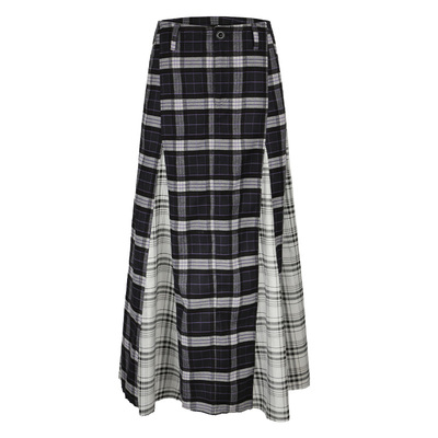 长裙伞裙通勤格纹拼接