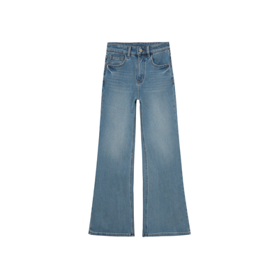 右格Jean 【自由裤】设计感后兜刺绣微喇牛仔裤女高腰加绒筒喇裤