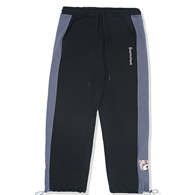 小熊刺绣加厚冬季运动卫裤毛绒