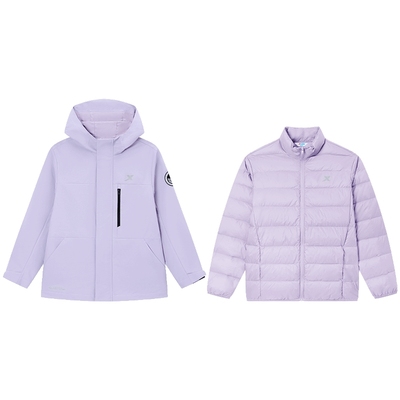 小暖壳2.0特步童装儿童三合一外套女童羽绒服冬季保暖厚款上衣女