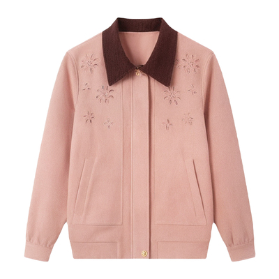 采多宝大码女装胖mm2025冬季新款鹿皮绒镂空烧花厚外套EDW6725