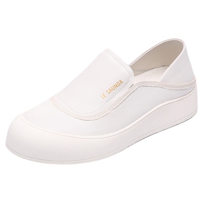 莱尔斯丹套脚休闲真皮小白鞋女鞋