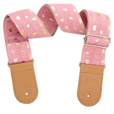 粉红色吉他带背带民谣琴朗汀品牌