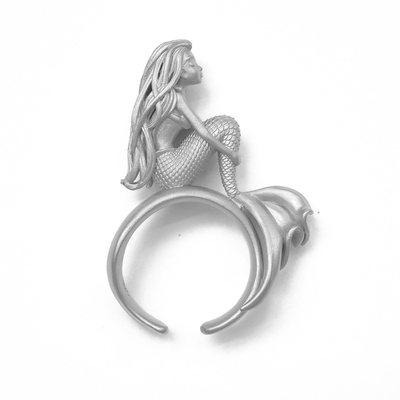 女S925银独特梦幻戒指美人鱼