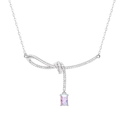 HEFANG极光丝带结锁骨链蝴蝶结方糖何方耳钉轻奢设计项链生日礼物