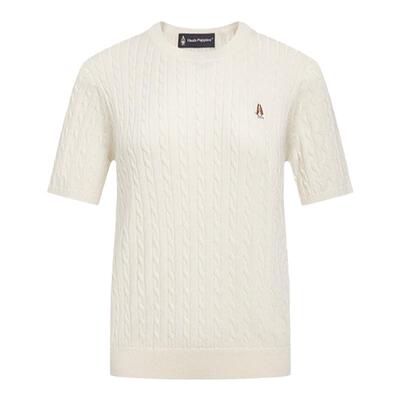 暇步士圆领绞花系列短袖针织衫