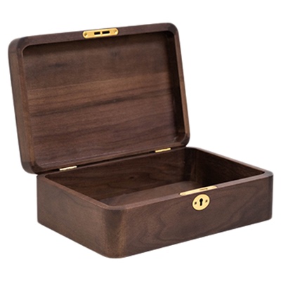 桌面藏金神器！实木带锁收纳盒