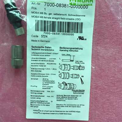 议价穆尔MURR连接器 M8 4针 母芯 7000-08381-0000000 现货