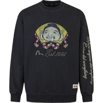 EVISU男士佛头印花圆领卫衣