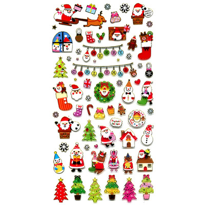 圣诞老人烫金咕卡手账贴装饰神器