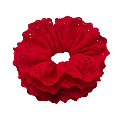 杨超越同款高品质红色蕾丝花边发圈法式复古温柔发绳大肠圈发饰女