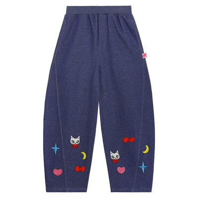 【奇幻星夜】绣花牛仔香蕉运动裤