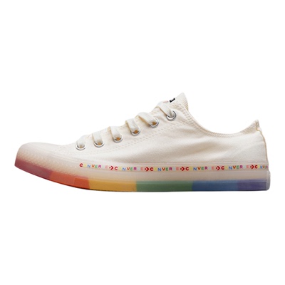 Converse匡威 新品彩色串标果冻彩虹底男女低帮帆布鞋 165613C
