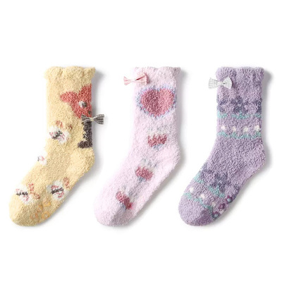 袜子女秋冬加厚保暖珊瑚绒袜子