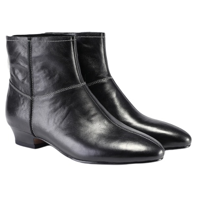 fed粗跟时装靴冬季新款女靴黑色短靴通勤气质真皮靴女S1009-CA015