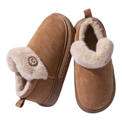 ECAC厚底棉鞋女防滑加绒保暖包跟