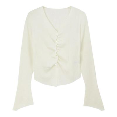 gcruesV领不规则纽扣毛衣