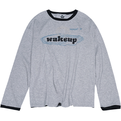 STILLYOU复古字母撞色领长袖T恤