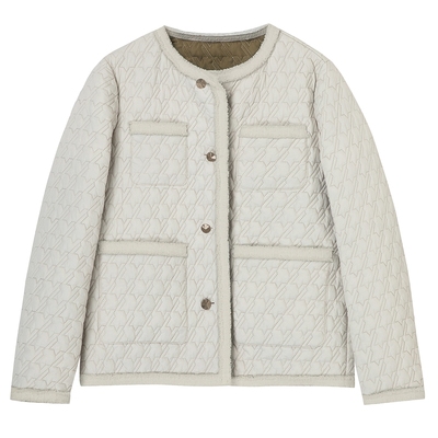 布景棉服女短款冬季新品简约气质箱型直筒圆领棉衣外套1558