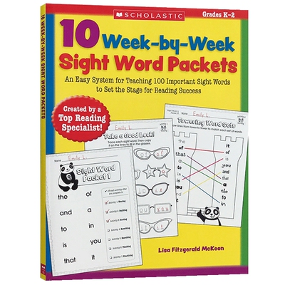 学乐儿童课外英语练习册 英文原版 Scholastic 10 Week-By-Week Sight Word Packets 100个常见词 5-7岁单词拼写 英文版进口书籍