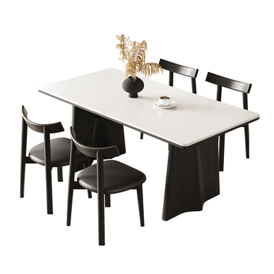 政府补贴蓝色理想岩板餐桌椅组合小户型家用方形复古风实木餐桌