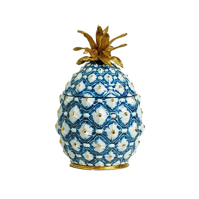 新中式青花菠萝陶瓷茶叶罐花瓶