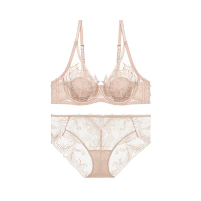 LACLOVER兰卡文曼妙花海蕾丝文胸内裤套装红色两件套LC2022101