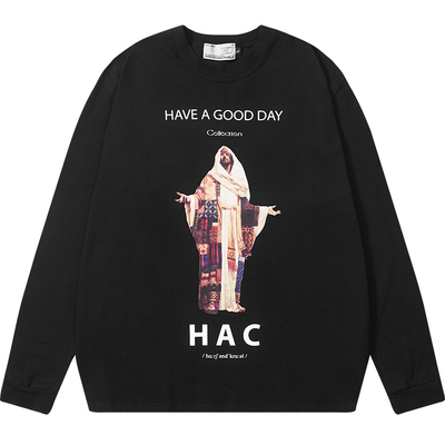 美式复古高街希腊上帝长袖T恤